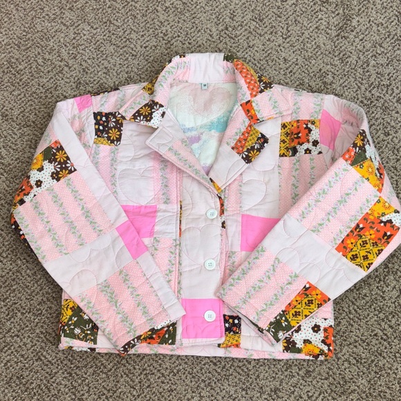 Handmade | Jackets & Coats | Handmade Colorful Patchwork Pink Quilted ...